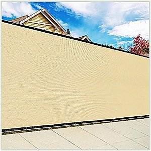 ColourTree 8' x 50' Beige Fence Privacy Screen Windscreen Cover Fabric Shade Tarp Netting Mesh Cloth - Commercial Grade 170 GSM - Cable Zip Ties Included - Custom