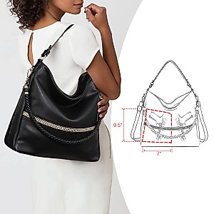 Dasein Hobo Handbags for Women Purses Vegan Leather Shoulder Bags Bucket Purse Large Tote Set with Long Strap (black)