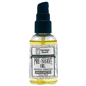 Taconic Shave Premium Natural Pre-Shave Oil (2 oz.) – Unscented – Protects Against Irritation and Razor Burn when Shaving with a Cartridge, Safety or Straight Razor