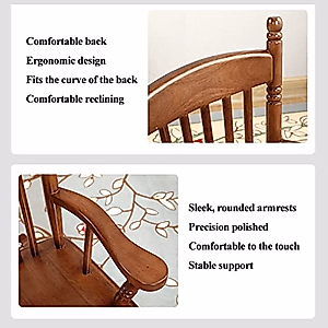 BTZHY Recliner Chair,89 * 69 * 118Cm, Porch Rocking Chair, Solid Wood Rocker for Outdoor Indoor Use, Natural Solid Wood Oak, Single Chairs for Patio Deck Garden