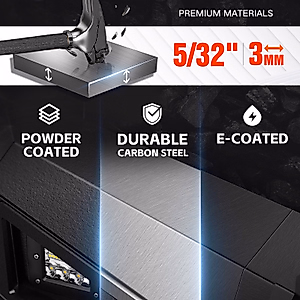 OBNAUX Full Width Front & Rear Bumper w/Spare Tire Carrier Compatible with 2007-2018 Jeep Wrangler JK JKU Unlimited (2/4 Doors) Equipped with Paintable Armor, 2" Hitch Receiver & D-rings