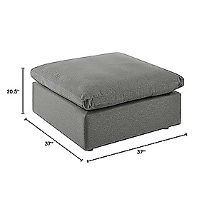 Modway EEI-4903-CHA Commix Overstuffed Outdoor Patio Ottoman, Charcoal