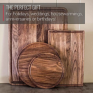 Made in USA Walnut Cutting Board by Virginia Boys Kitchens - Butcher Block made from Sustainable Hardwood (Round - 13.5)