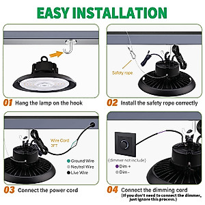 Midwestern 5 Pack LED UFO High Bay Light 240W 5700K 33600LMIndustrial Light Waterproof IP65 Outdoor Lighting Lamp Commercial Bay Lighting for Garage Factory Warehouse Workshop Gym((240W, 5 Pack)