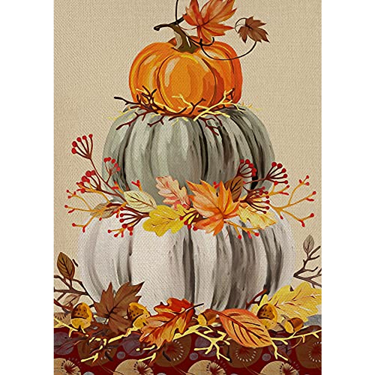 Covido Happy Fall Garden Flag Home Decorative Pumpkin Patch Maple Leaves House Yard Outside Small Flag, Welcome Autumn Outdoor Harvest Decoration Farmhouse Thanksgiving Decor Flag Double Sided 12 x 18