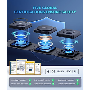 3 in 1 Fast Wireless Charger w/ 20W PD Adapter, Foldable Magnetic Charging Station for Apple Devices, Travel Charging Pad for MagSafe iPhone 15/14/13/12 Series iWatch Ultra 8 7 6 5 4 3 Airpods 3 2 Pro