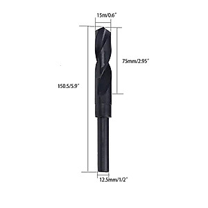 Benliu Twist Drill Shank Drill Bit 15mm High Speed Steel HSS 9341 Black Oxide with 1/2 Inch Straight Shank 1Pcs