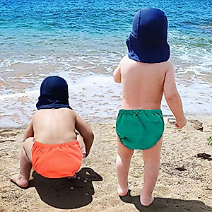 IIjnUhb 1Pack 2 Pack Baby Reusable Swim Diapers,Washable Pants for 0-3 Years Toddlers Boys Girls Swimming Lesson Shower Gifts (OrangeGreen 2Years)