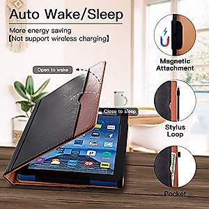 Grifobes All New Kindle Fire HD 10 Tablet & Fire HD 10 Plus (11th Generation,2021 Released) Case, Smart Auto Sleep/Wake Multi-Angle Stand Folio Cover with Stylus Holder/Pocket (Black+Brown)
