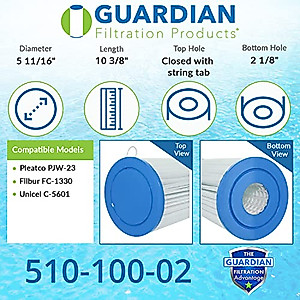 Guardian Filtration Products 2-Pack Pool Spa Filter Replaces : Unicel C-5601 Fc-1330 Pjw-23 C5601