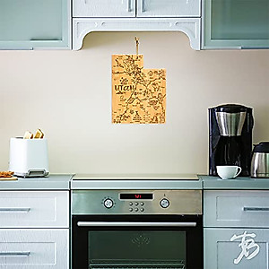 Totally Bamboo Destination Utah State Shaped Serving and Cutting Board, Includes Hang Tie for Wall Display