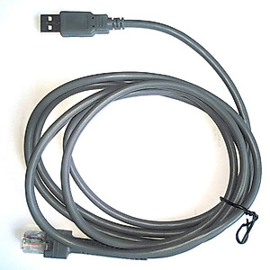 PZV USB to RJ48 Cable 7ft 2mtr Dura-Gray for Barcode Scanner USB Cable,USB Data Transmission Cable for Digital Handheld Barcode Scanner Compatible with LS2208 DS4208 9208 1203 LS4208 LS3008 LS3408