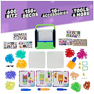 Pixobitz, Exclusive Neon Studio with 600 Water Fuse Beads, Decos and Accessories, Makes 3D Creations with No Heat, Arts and Crafts Kids Toys