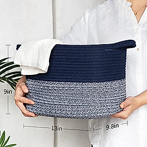 Goodpick Cube Storage Bins - Shelf Baskets for Storage Towel Book Cloth Storage Bins for Office Woven Basket for Shelves Baby Laundry Basket Toys storage Basket Closet Storage Basket 13''x9.8''x 9''