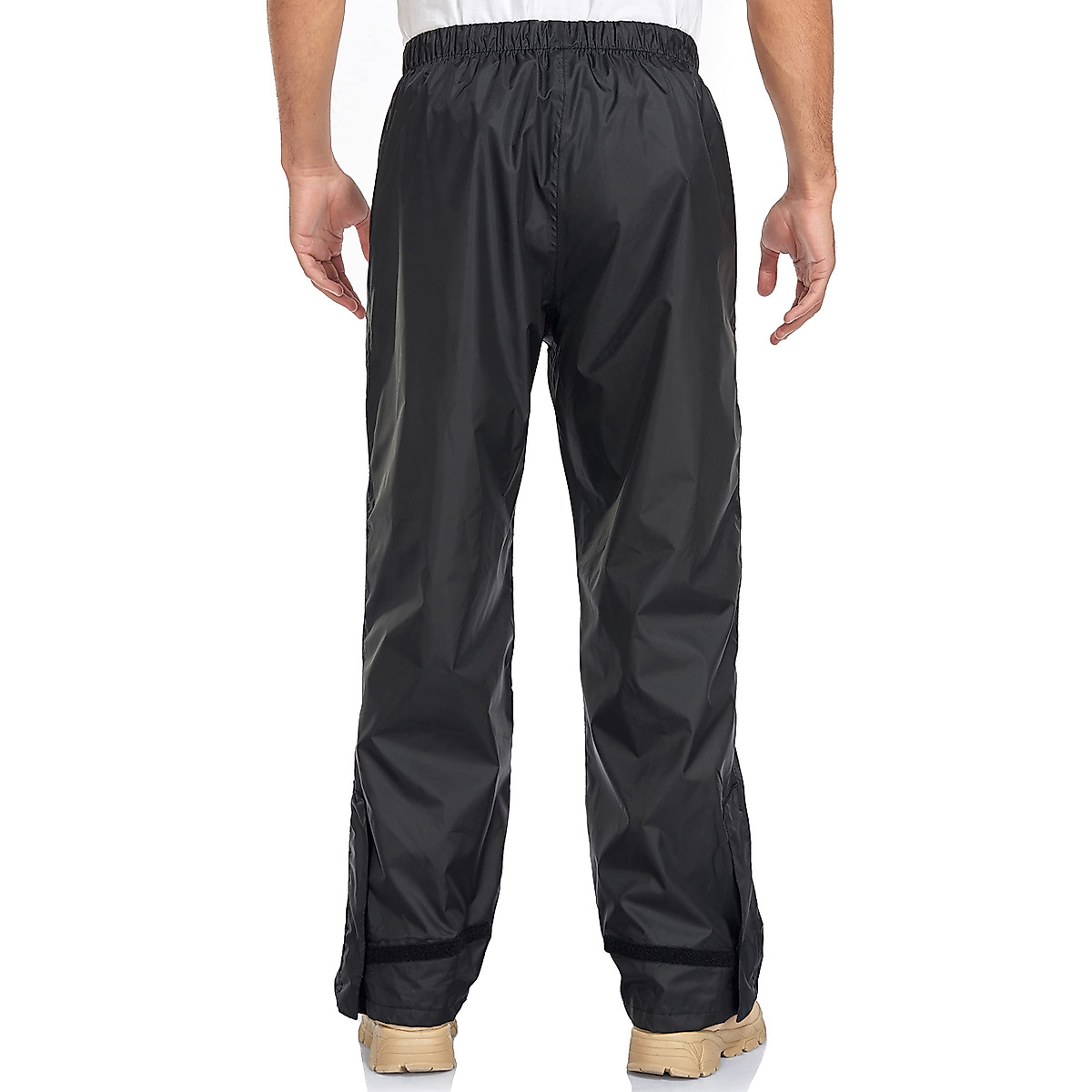 Rain Pants Men, Mens Waterproof Rain Pants Lightweight Breathable Rain Over Pants Hiking Cycling Black XL