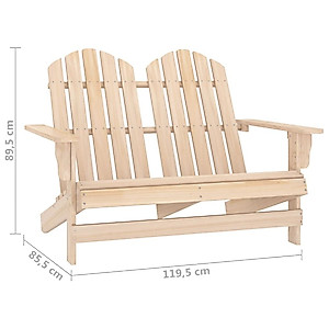 Tidyard 2-Seater Patio Adirondack Chair Solid Wood Fir Outdoor Fire Pit Chair Wooden Garden Armchair for Porch Pool Lawn Deck Backyard Balcony Outdoor