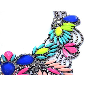 Lovage Colorful Resin Bubble Bib Statement Necklace Bohemian Chunky Collar Jewelry