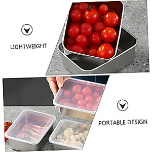 Garneck 4 Pack Airtight Food Storage Containers Stainless Steel Meal Prep Boxes for Refrigerator Easy to Use and Clean for Fridge Organization