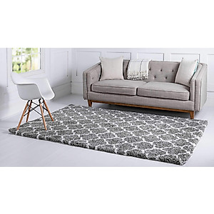 Unique Loom Rabat Shag Collection Area Rug - Marble (8' x 10' Rectangle, Gray/ Ivory)