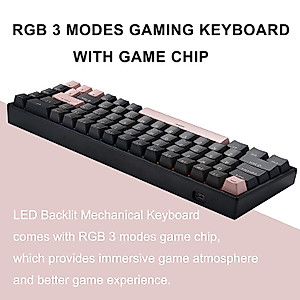 ONE METER 60 Percent Wireless Mechanical Gaming Keyboard, Portable Ultra-Compact 68 Keys Gaming Keyboard Hot Swappable Gateron G-pro switches with RGB Backlit and PBT keycaps