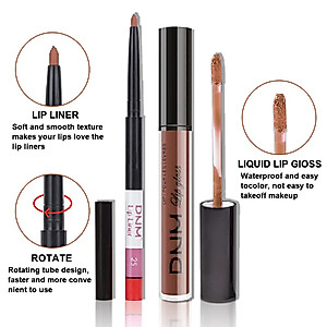 evpct 2Pcs Medium Brown Beige Lip Liner and Matte Lipstick Makeup Sets Vegan Lipstick Lip Liner and Gloss Set Long Lasting Waterproof labiales mate 24 horas originales matte larga duracion 24 25#