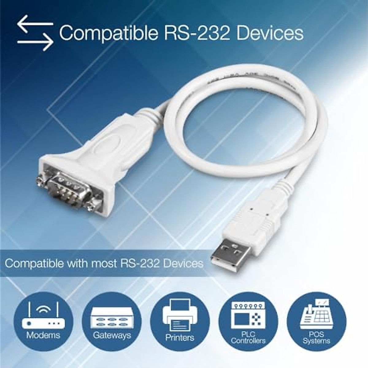TRENDnet USB to Serial 9-Pin Converter Cable, Connect a RS-232 Serial Device to a USB 2.0 Port, Supports Windows & Mac, USB 1.1, USB 2.0, USB 3.0, 21 Inch Cable Length, Plug & Play, White, TU-S9