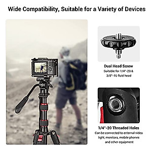 SmallRig 68" Camera Tripod, Foldable Aluminum Tripod & Monopod, Compatible with 1/4"-20 and 3/8"-16 Video Head, Payload 33lb, Adjustable Height from 19.7" to 67.7" for Camera, Phone - 3983