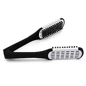 CCbeauty Boar Bristles Double Sided Brush, Hair Straightener Brushes Comb, Stimulates Scalp, Reduces Frizz, Prevents Oil Build-Up, Gives Hair Shine, Naturally Conditions Hair, 140g, Glossy White