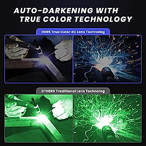 Welding Helmet, HAMOPY Auto Darkening Welding Helmet with 3.94"×3.82" Large Viewing Screen, 4 Arc Sensor Wide Shade Range 5/9-9/13 Weld Hood Helmet for TIG MIG ARC, True Color Welding Mask
