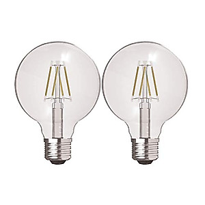 GE LED Light Bulbs, 60 Watt, Soft White, G25 Globe Bulbs, Clear, Medium Base (2 Pack)