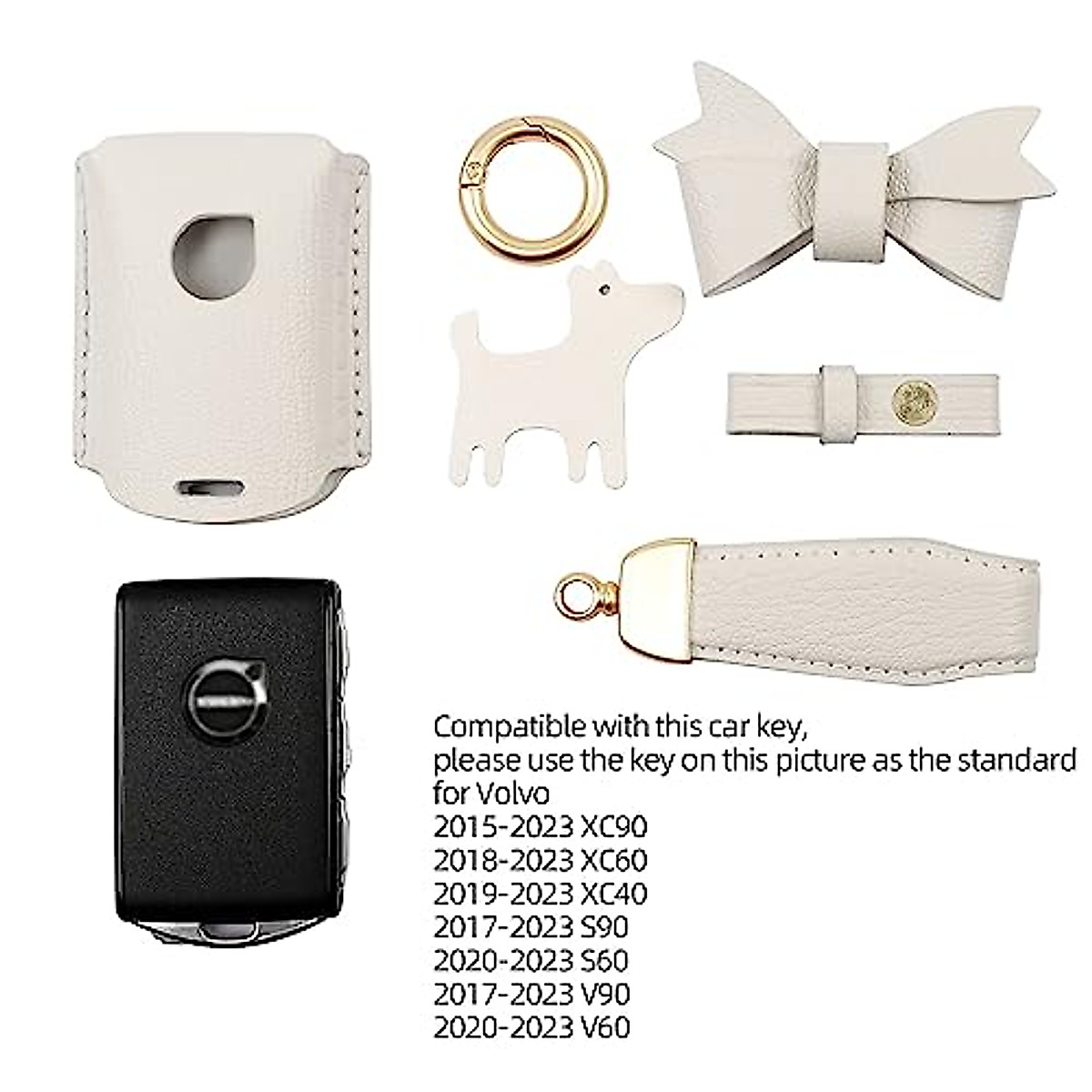 TAIKOO Smart Key Fob Cover Case for Volvo XC90 XC60 XC40 S60 S90 V60 T5 T6 T8 Car Key Case Cover Accessories (Intelligent keys [White])