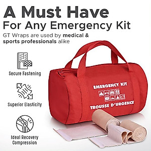 Premium Elastic Bandage Wrap (4" Wide, 2 Pack) - Made of USA Grown Cotton - Hook & Loop Fastener at One End - GT Latex Free Hypoallergenic Compression Roll for Sprains & Injuries