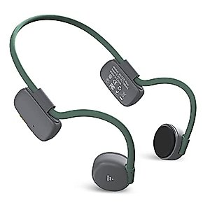 Bone Conduction Headphones with Noise Cancelling MIC for Clear Calls, IPX6 Waterproof Open-Ear Bluetooth Wireless Headset for Calling, Running, Bicycling, Hiking (Green)