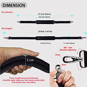 ZINZ Shoulder Strap 58" Universal Handbag Strap with Ultra-Thick Fixed Padded and Dual Balanced Adjustable Buckles Shoulder Crossbody Strap for Briefcase Messenger Bag Laptop Bag Luggage，Black