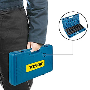 VEVOR Impact Socket Set 1/2 Inches 26 Piece Deep Sockets, , 6-Point , Rugged Construction, Cr-V, 1/2 Inches Drive Socket Set Impact Metric 10mm - 36mm, with a Storage Cage