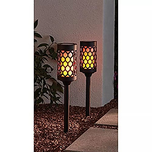 Member's Mark 2-Piece LED Solar Pathway Torch Lights, Oil-Rubbed Bronze