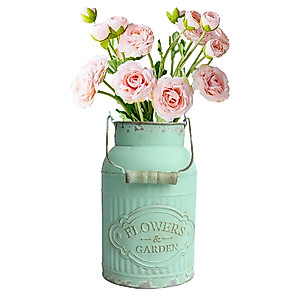 SHINGONE French Country Style Large Metal Vase Shabby Chic Milk Can Vase Pot Flower Holder for Home Garden Decoration