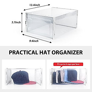 Apobabo Hat Organizer for Baseball Caps, Transparent Dust-Free Cap Rack Box Display, Easy Assembly Stackable Hat Storage System