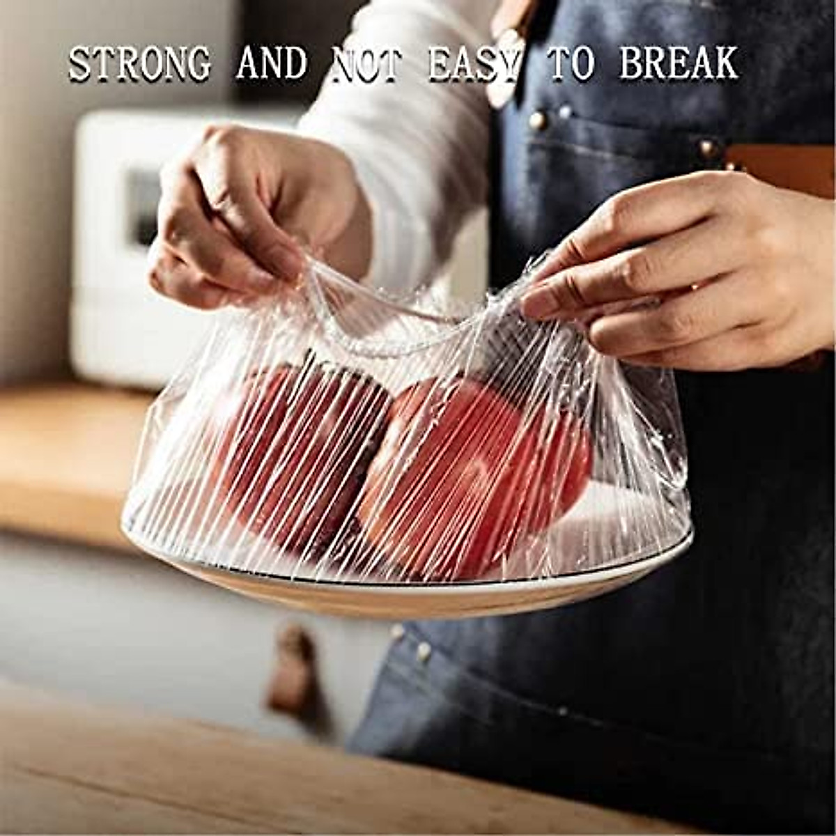 AUTUMEGE Reusable Elastic Cling Films, Transparent, Durable, Universal Food Covers for Fruit, Meal Prep (100pcs)