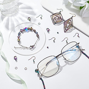 PH PandaHall 120pcs Rainbow Color Earring Making Kit 3 Sizes Fish Hook Ear Wire with Loop 304 Stainless Steel French Earring Hooks Lobster Claw Clasps Jump Rings Spacer Beads for Jewelry Making