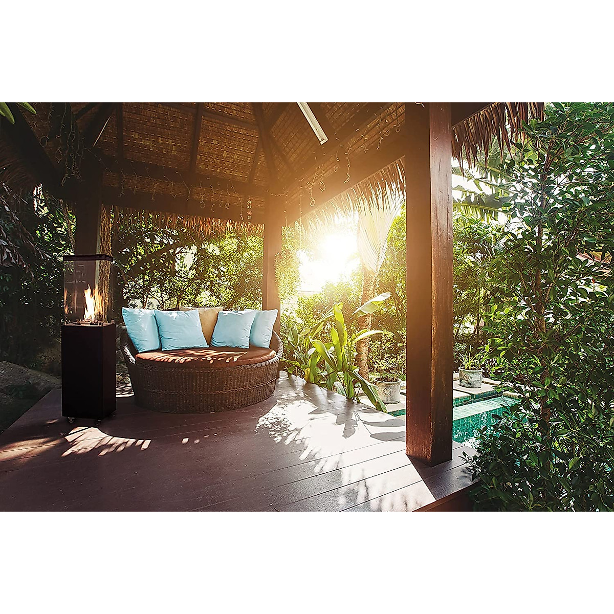 Planika Lighthouse Outdoor Patio Heater Propane Outdoor Fireplace for Patio Propane Fire Pit for Outside Heater Outdoor Gas Heaters for Patio Commercial