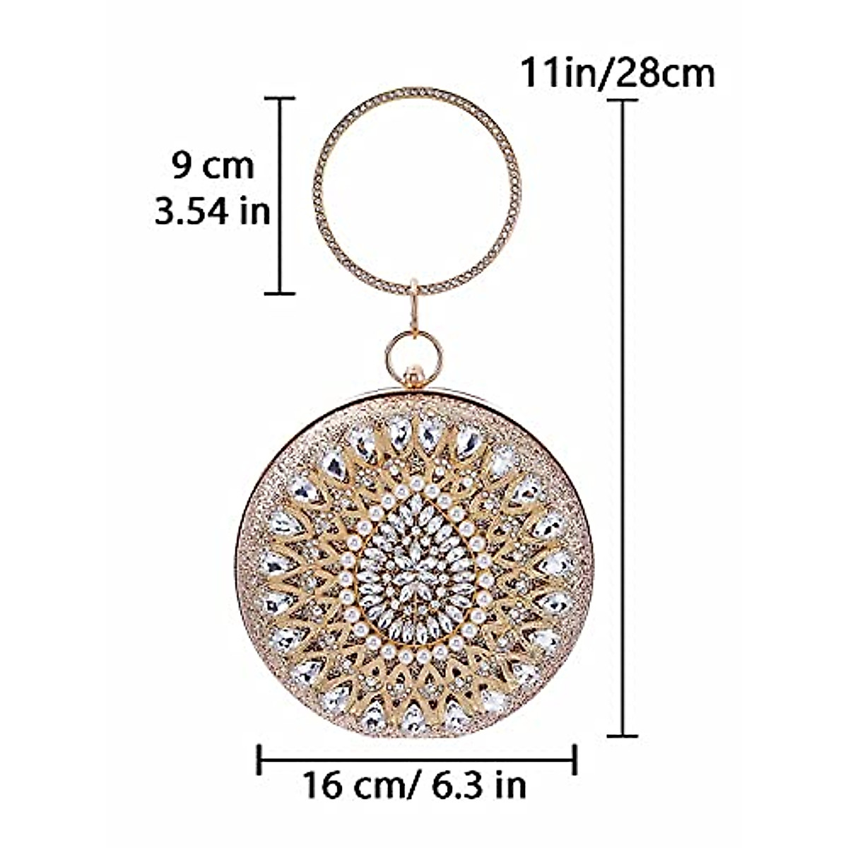 Yokawe Rhinestone Clutch Purses for Women Glitter Crystal Evening Bag Wedding Party Prom Handbag (Gold)