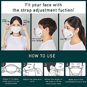 [Airwasher] KF94 Disposable Face Mask - Made in Korea, Black Breathable Reusable Face Mask, Individually Wrapped 4-Ply Adjustable Cloth Masks, 40 Pack