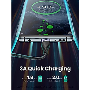 TOPK USB C Cable, [2-Pack, 6ft] 3A Fast Charging USB A to Type C Charging Cable Premium Nylon USB Cable Compatible with Samsung Galaxy S10 S10+ S20 S9 S8 and Other USB C Charger