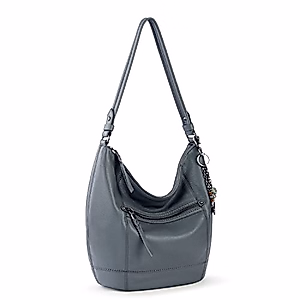 The Sak Womens Leather, & Silhouette, Sequoia Hobo Bag in Leather Soft Slouchy Silhouette Timeless Elevated Design, Dusty Blue, One Size US