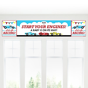 Big Dot of Happiness Let’s Go Racing - Racecar - Baby Shower Race Car Decorations Party Banner