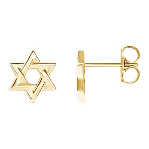 AFFY 14K Yellow Gold Plated 925 Sterling Silver Plain Minimalist Dainty Star Of David Tiny Stud Earrings Bridal Wedding Engagement Jewelry For Her Women Perfect For Any Occasion.