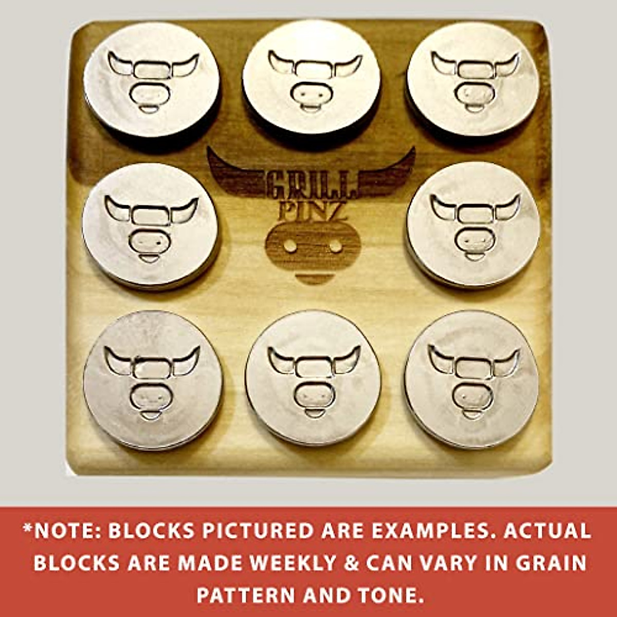 GRILL PINZ- Stainless Steel Reusable Food & Steak Markers- Attach & Combine Food While Grilling (Better Than Grill Skewers or Steak Picks) Made in USA - Pack of 8 Pinz with Hardwood Storage Block