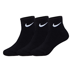 Nike Boys' Little Kids Ankle Socks (3 Pairs), Basic Black, 5/7