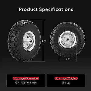 VIVOHOME 4.10/3.50-4 Polyurethane Solid Wheel Non-Rubber Tires for Garden Utility Wagon Cart, Snowblower, Lawn Mower, Wheelbarrow and Trolley Replacement Pack of 4